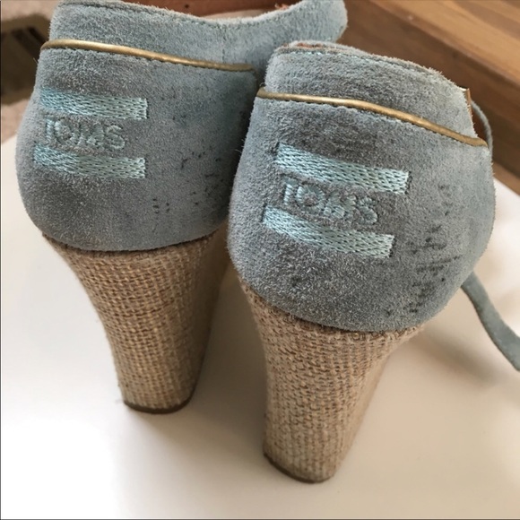 Toms | Shoes | Toms Light Blue Suede Heels | Poshmark